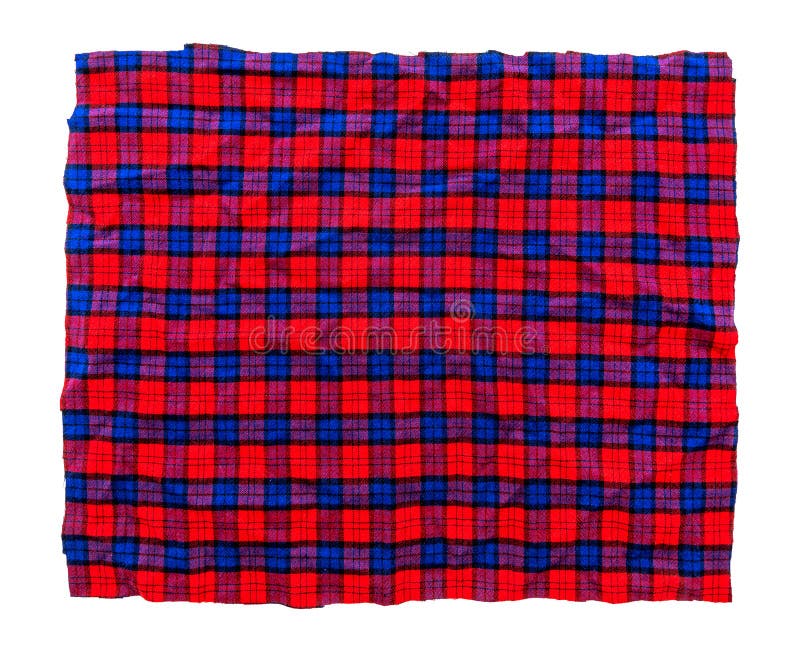Piece of Torn Crumpled Checkered Fabric on a White Background. Textile ...