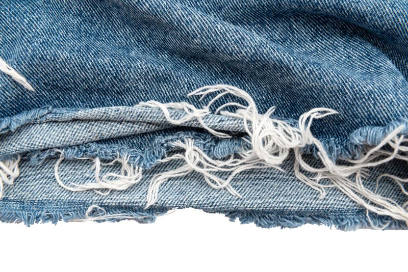 Piece of Torn Denim on a White Background. Denim Texture Stock Photo ...