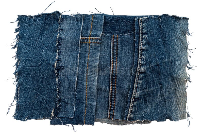 Piece of Torn Denim on a White Background. Denim Texture Stock Image ...