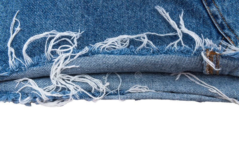 Piece of Torn Denim on a White Background. Denim Texture Stock Image ...