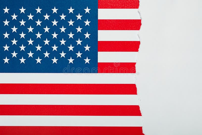 Piece of Torn Paper on American Flag. Stock Image - Image of holiday ...