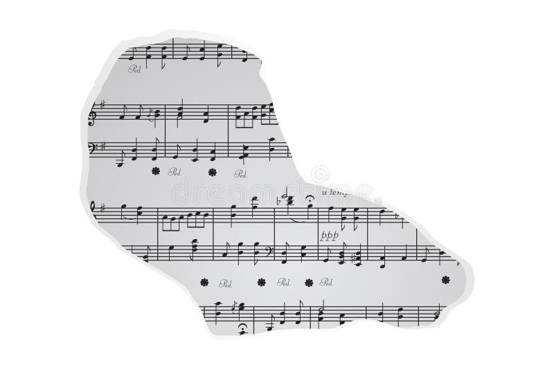 A Piece of Torn Paper, a Collage of Notebook Paper, Musical Notes from ...