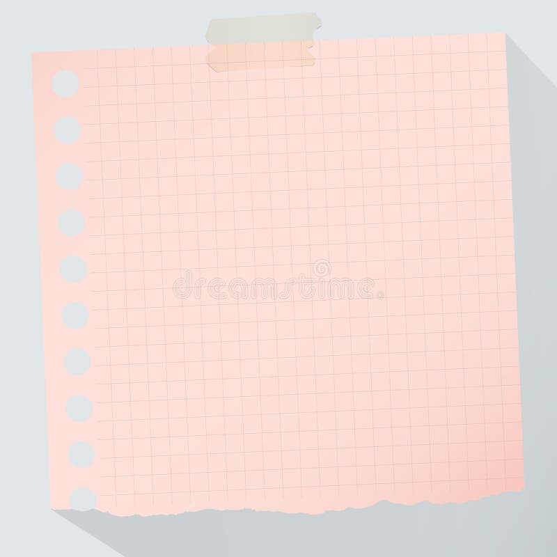Piece of Torn Pink Graph Note Paper with Long Shadow Stock Vector ...
