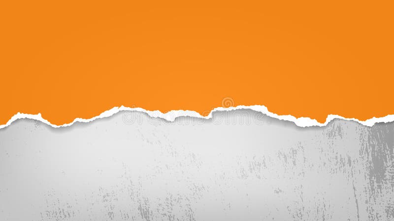 Piece of Torn, Ripped Orange Paper with Soft Shadow is on Grey Stained ...