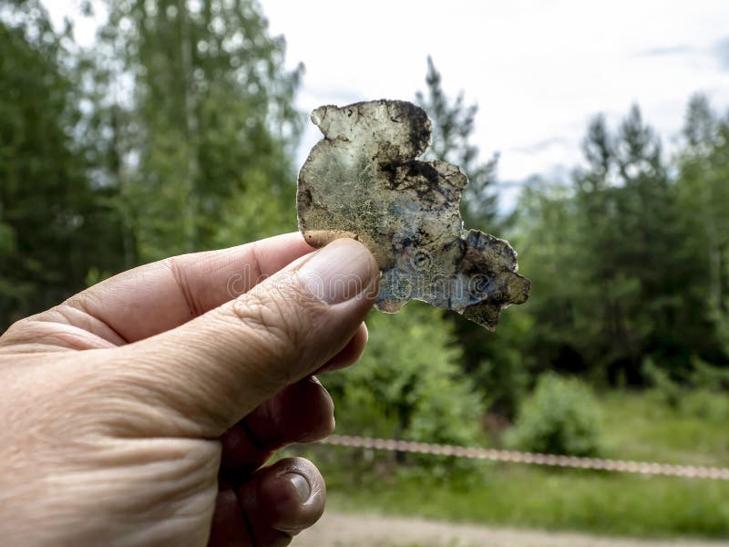 Piece of Transparent Mica in the Hands of a Man Stock Image - Image of ...