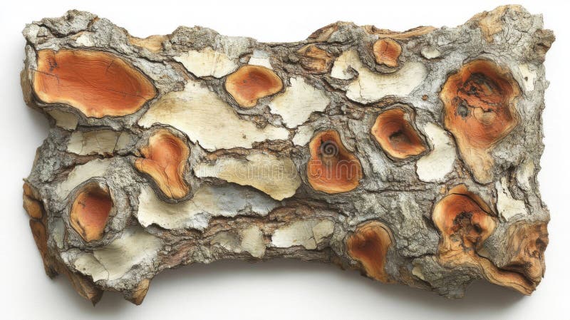 A Piece of Tree Bark with Distinctive Orange Patterns Stock ...