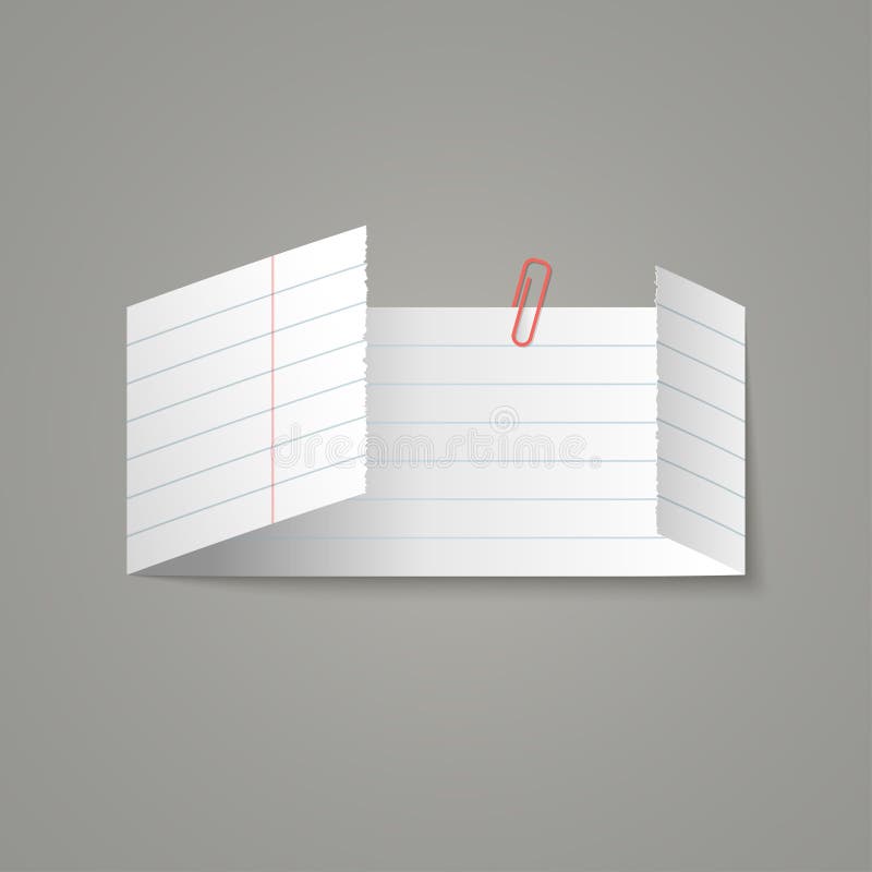 Piece of White Lined Paper Sheet with Folds Attached with a Clip ...