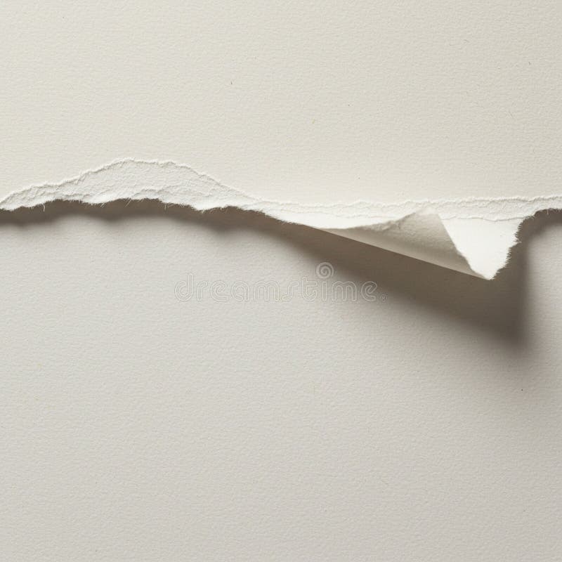 A Piece of White Paper with a Jagged, Torn Edge is Partially Peeled ...