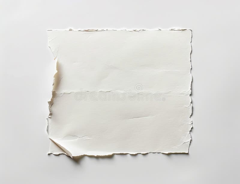 A Piece of White Paper with Torn Edges on a White Surface Stock Photo ...