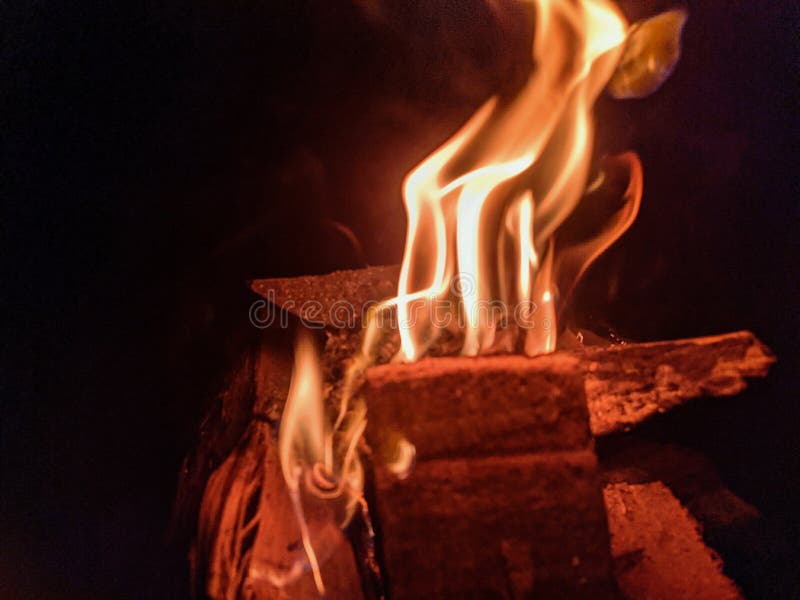 A Piece of Wood that is Burned and Becomes a Fire Stock Image - Image ...