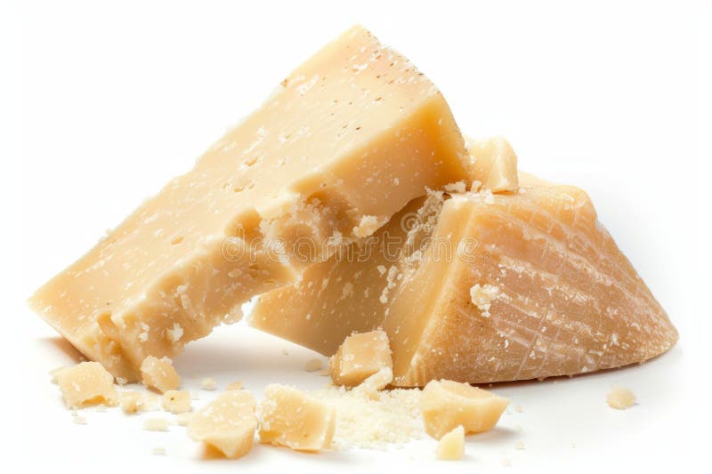 Pieces of Aged Cheese on a White Background Stock Image - Image of ...