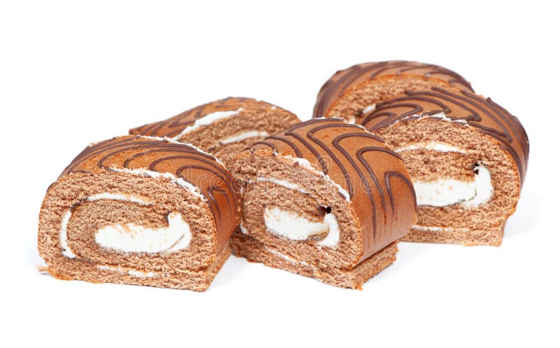 Pieces of Baked Roll with Cream Filling Stock Photo - Image of white ...