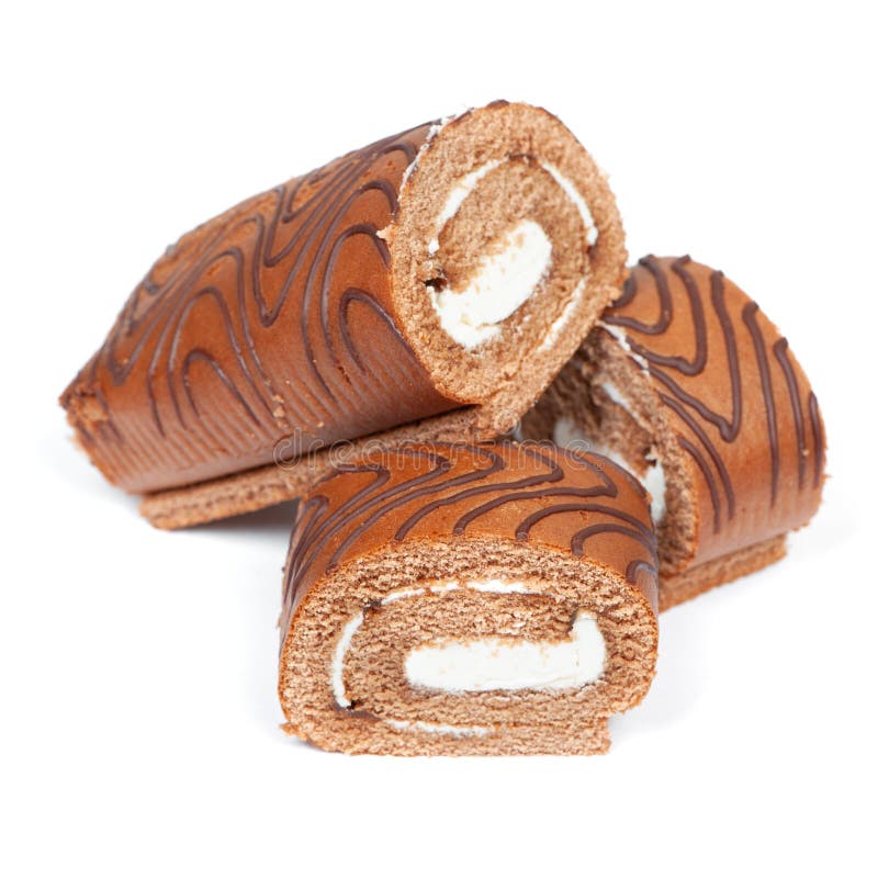 Pieces of Baked Roll with Cream Filling Stock Photo - Image of biscuit ...