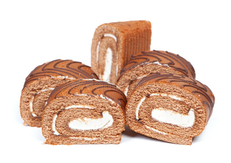 Pieces of Baked Roll with Cream Filling Stock Photo - Image of ...