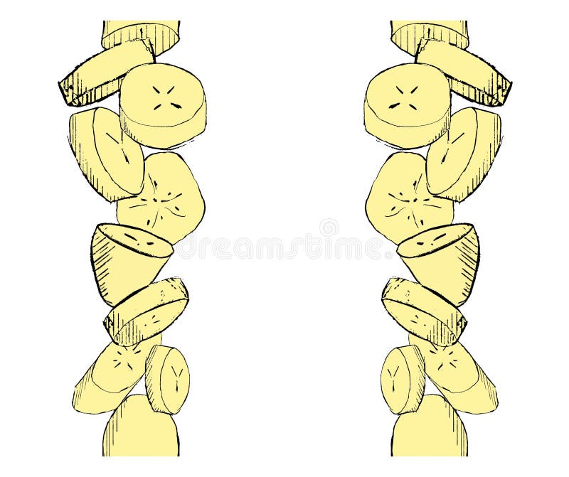 Pieces of Banana Slice Snack Vertical Seamless Border Pattern Frame ...