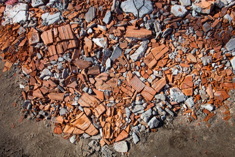 Pieces of Beaten Bricks and Concrete Blocks Stock Photo - Image of ...