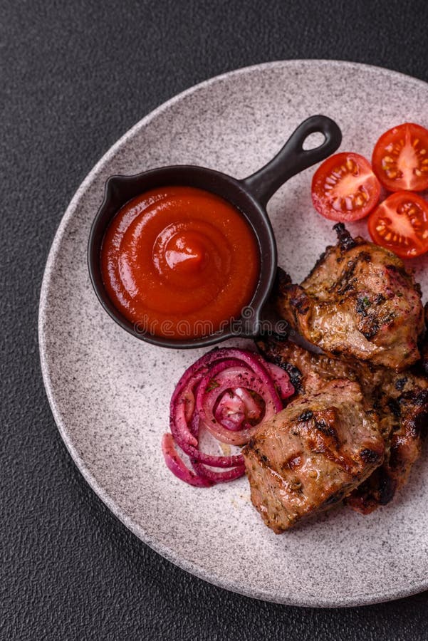 Pieces of Beef Meat Cut into Slices, Marinated with Salt and Spices ...