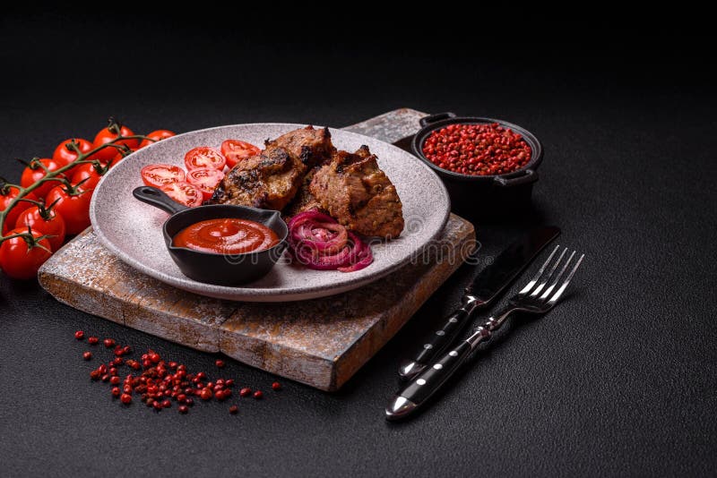 Pieces of Beef Meat Cut into Slices, Marinated with Salt and Spices ...