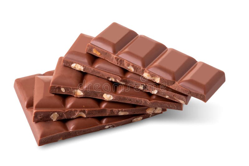 Pieces of Black Chocolate Bar Stacked Isolated Stock Photo - Image of ...