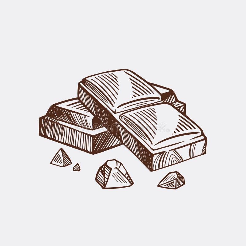 Pieces of Black and White Chocolate Bar. Vector Sketch Isolated ...
