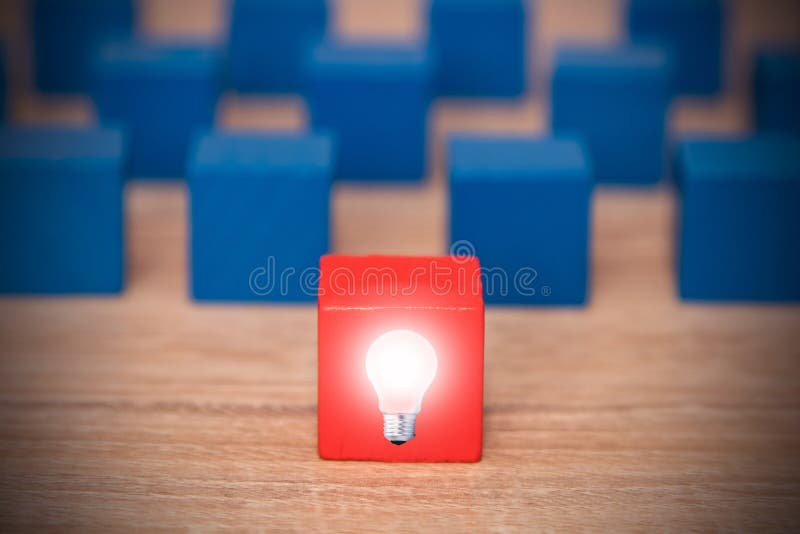 Blocks Grouped As a Team with Creative Leader, Light Bulb Stock Image ...
