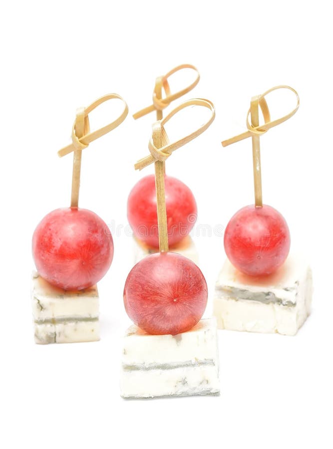 Pieces of Blue Cheese and Red Grapes Stock Image - Image of background ...