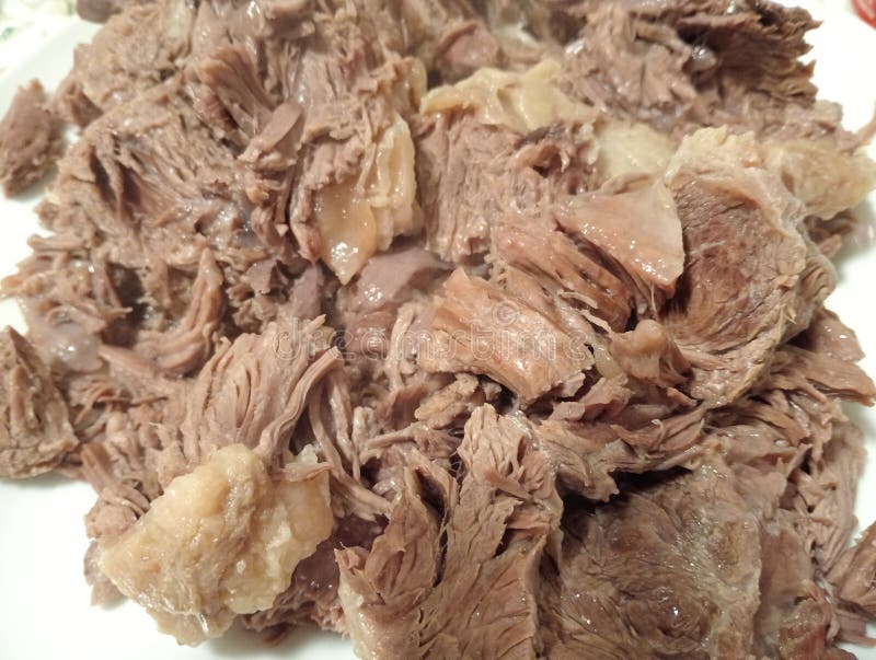 Pieces of Boiled Beef on a Plate. Italian Food Stock Image - Image of ...