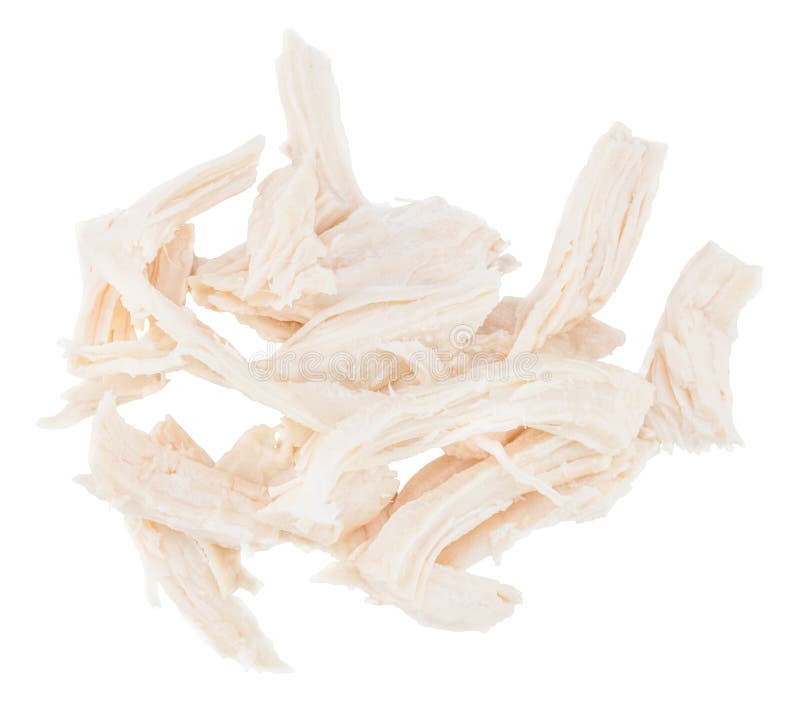 Pieces of Boiled Chicken Breast Isolated on White Background Stock ...