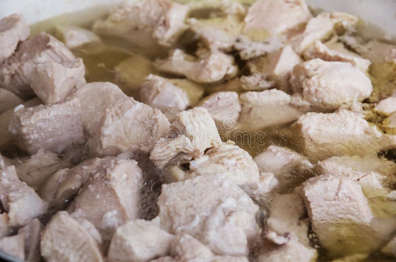 Pieces of Boiled Meat Close Up Stock Photo - Image of kitchen, lunch ...