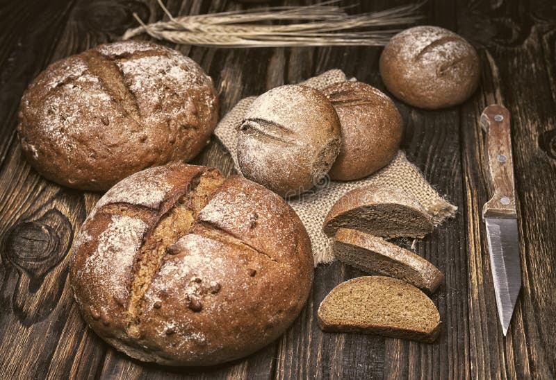 Pieces of Bread on a Board with Shallow Depth of Field Stock Image ...