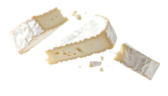 Pieces of Brie Cheese Floating on Transparent Background Stock Photo ...