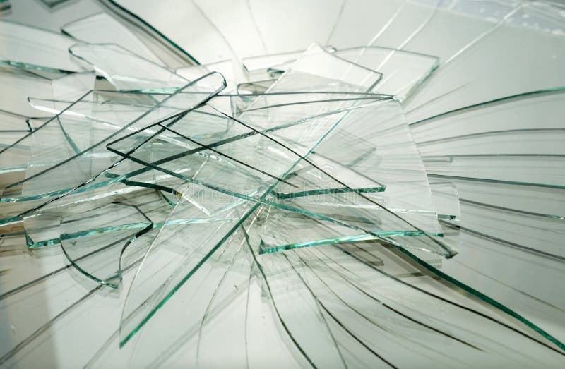 Pieces of Broken Glass on a White Surface Stock Photo - Image of design ...