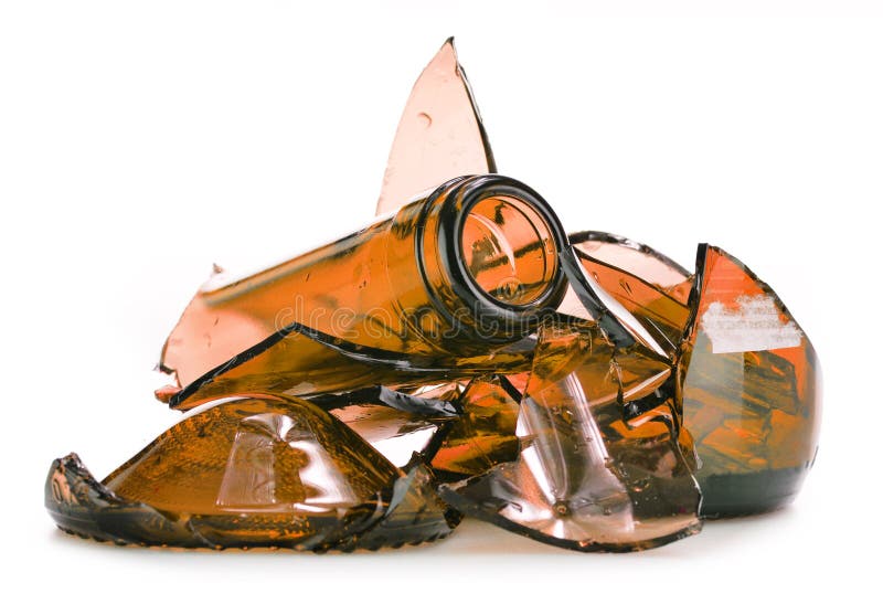 Pieces of Broken Glass Over White Background. Recycling Stock Image ...