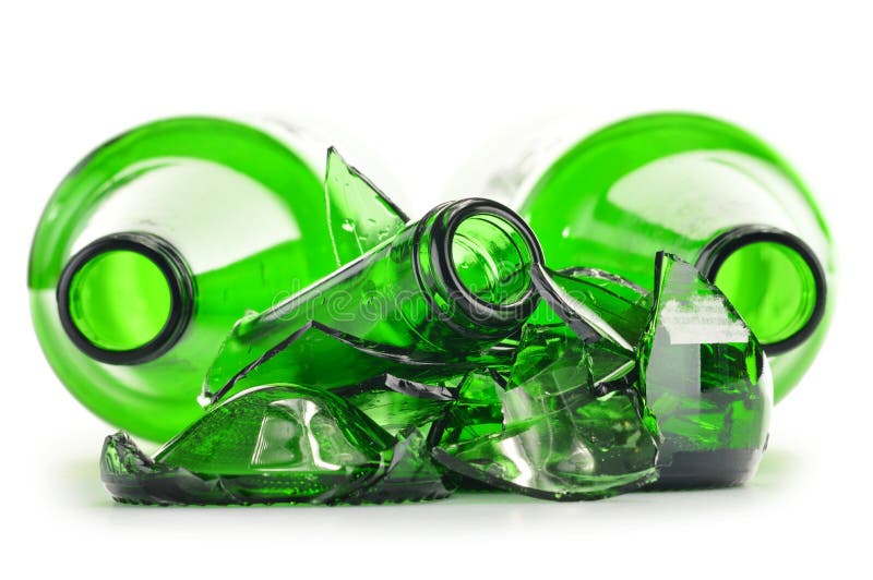 Pieces of Broken Glass Over White Background. Recycling Stock Photo ...