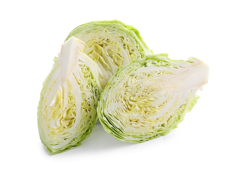 Pieces of Cabbage on White Background Stock Image - Image of crunchy ...