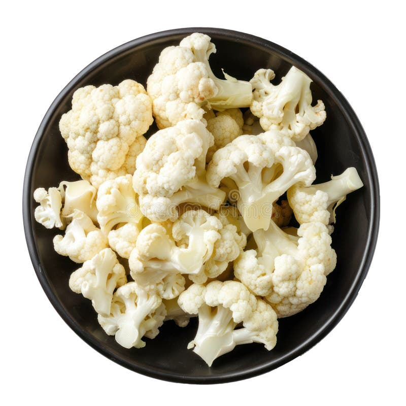 Pieces of Cauliflower in a Bowl Top View Isolate Stock Illustration ...