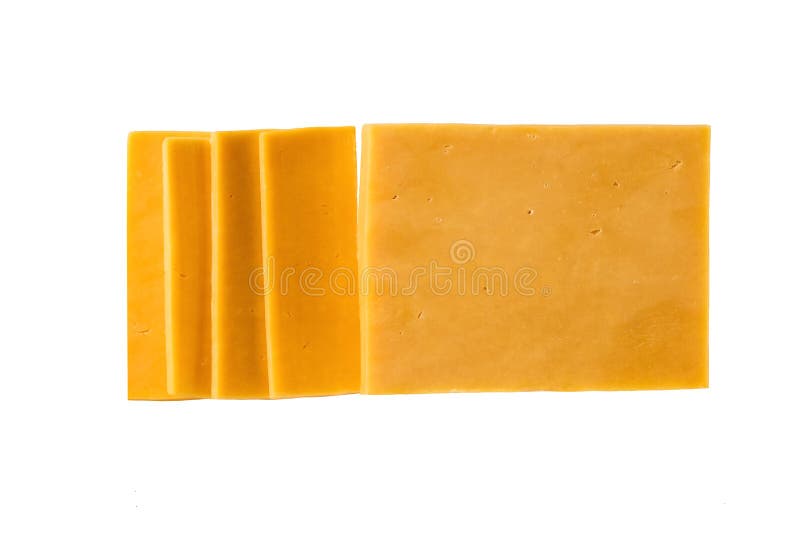 Pieces of Cheddar Cheese Isolated on a White Background, Top View Stock ...