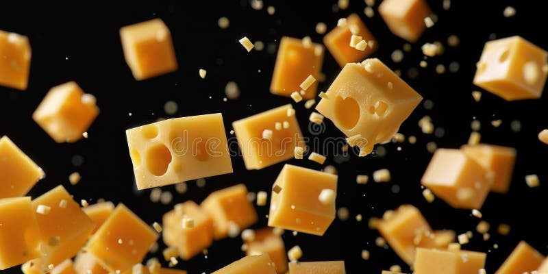 Pieces of Cheese Falling from Above, Use for Food Related Scenes or As ...