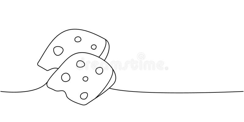 Pieces of Cheese One Line Continuous Drawing. Cheese Products ...