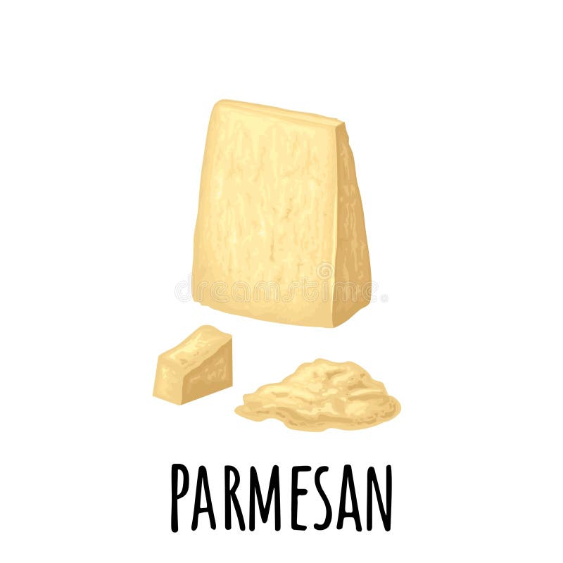 Pieces of Cheese Parmesan. Vector Color Icon Isolated on White Stock ...