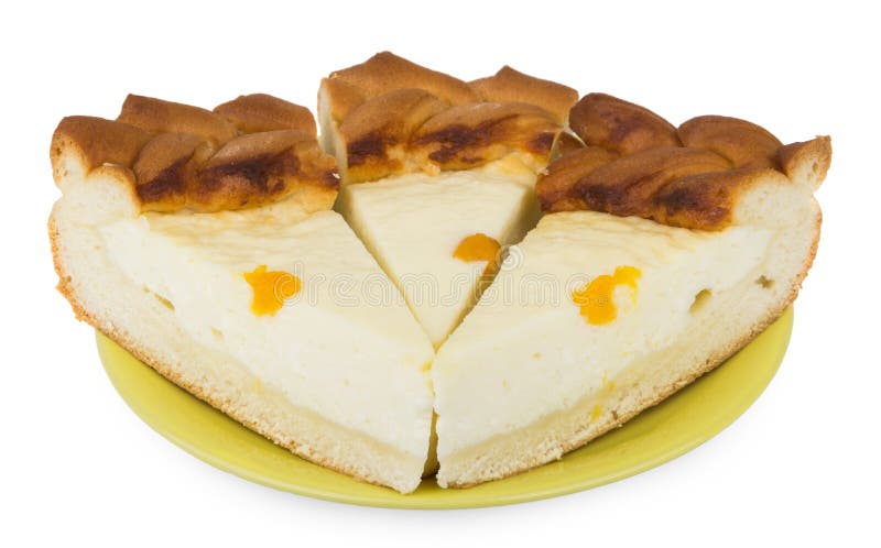 Pieces of Cheesecake on Yellow Plate Stock Photo - Image of color ...