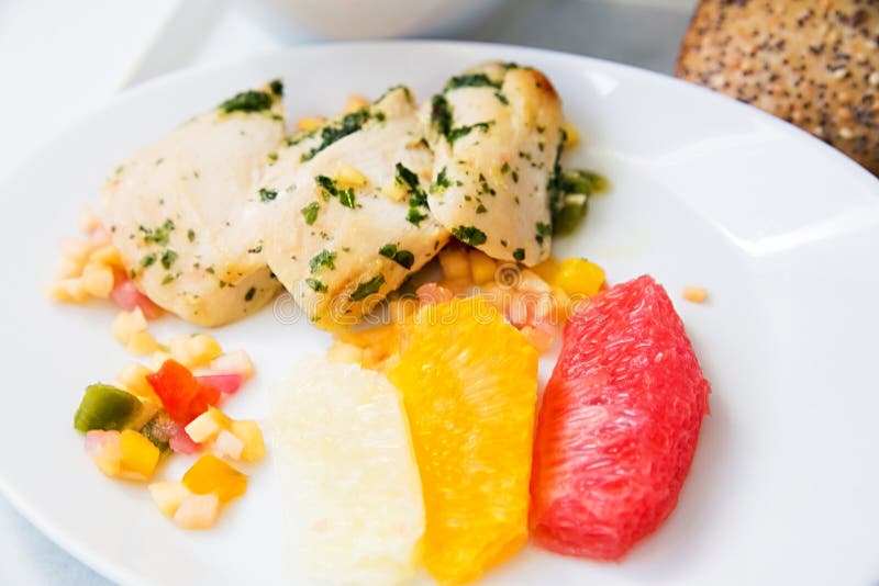 Pieces of Chicken with Fruits Stock Photo - Image of meat, delicious ...