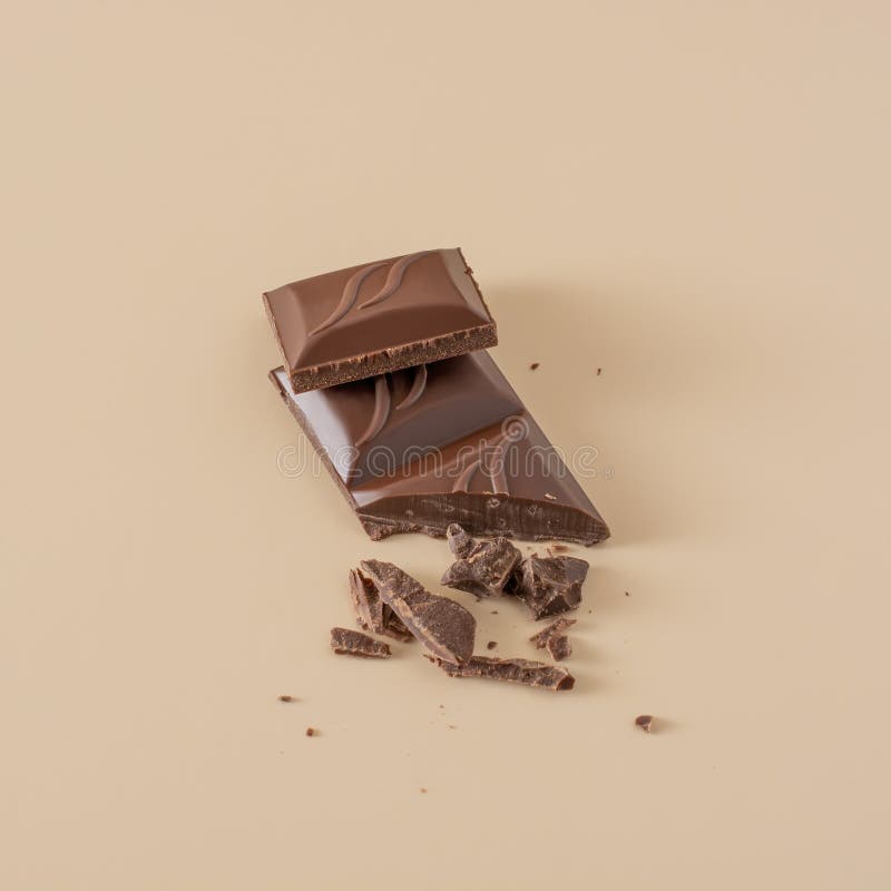 Pieces of Chocolate and Chocolate Chips on a Sand-colored Background ...