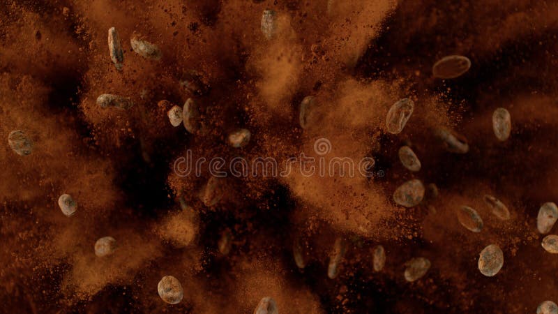 Pieces of Chocolate Chunks and Cocoa Beans Exploding Stock Illustration ...