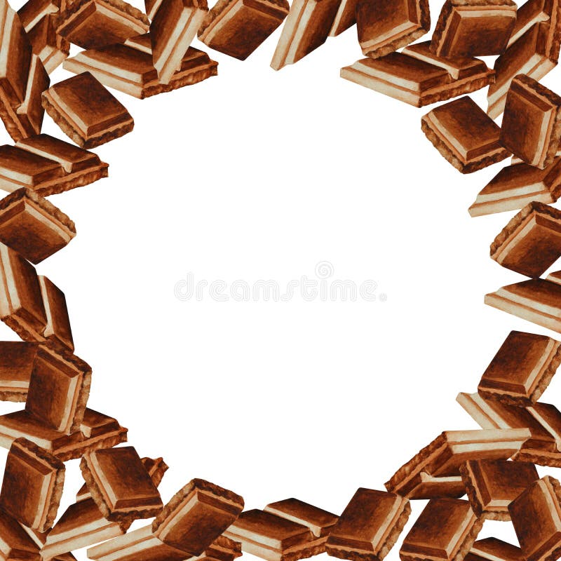 Pieces of Chocolate with Round Frame for Copy Space on a White ...