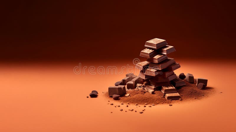 Pieces of Chocolate on Solid Background, Generative AI Stock ...