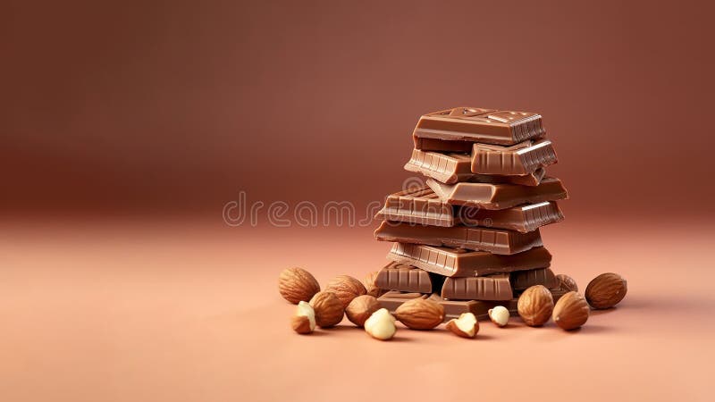 Pieces of Chocolate on Solid Background, Generative AI Stock ...