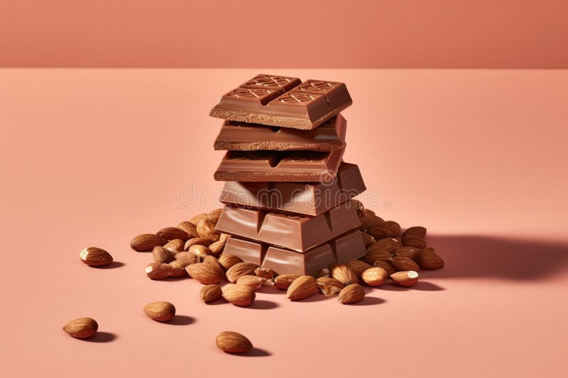 Pieces of Chocolate on Solid Background, Generative AI Stock ...