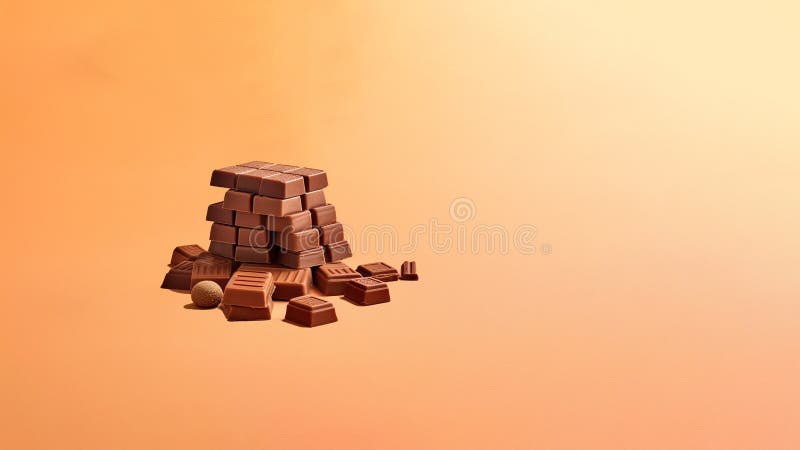 Pieces of Chocolate on Solid Background, Generative AI Stock ...