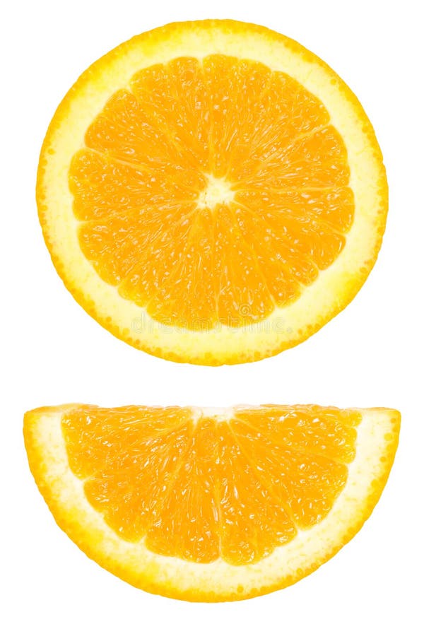 Pieces of Circle and Half Sliced Orange Isolated on White Stock Photo ...